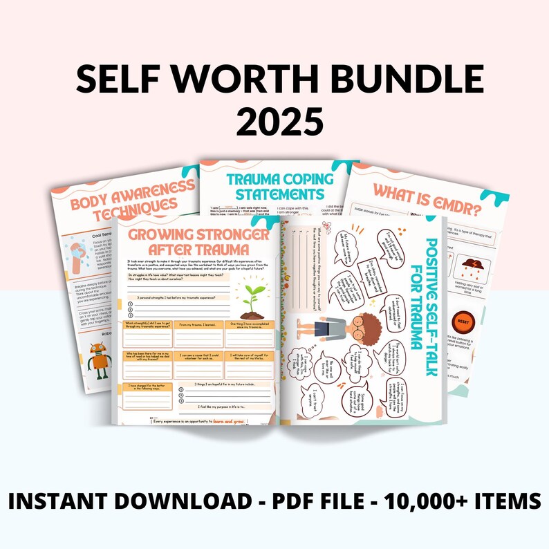 Self Worth Worksheet Bundle, Self Esteem, Confidence, Teen Girls, Inner ...
