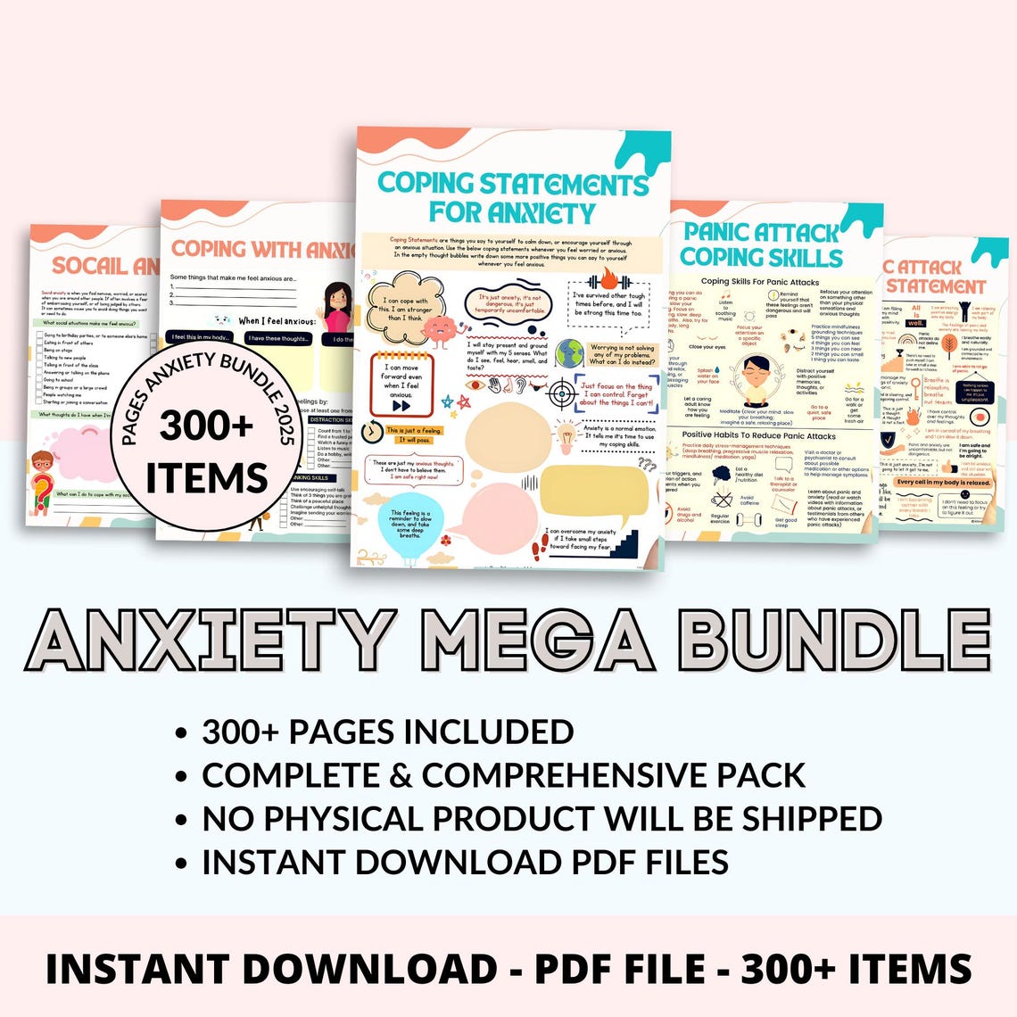 Anxiety Worksheets, Therapy Office Resources, Anxiety Bundle, Social ...
