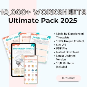 Anxiety Mega Bundle, Psychologist Resources, Therapy Worksheets, Mental ...