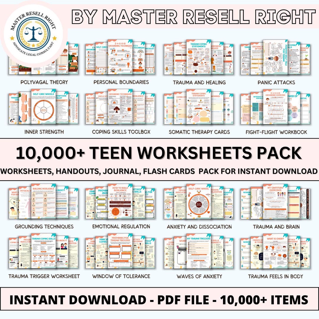 Teen Mental Health Mega Bundle, Therapy Worksheets, Healing Journey ...