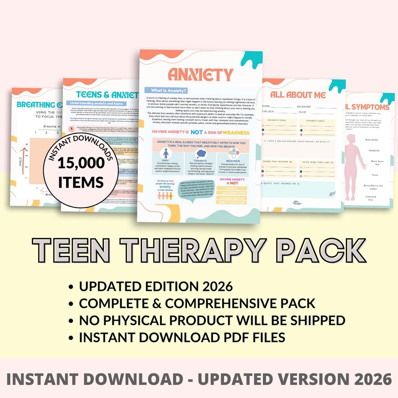 Teen Mental Health Mega Bundle, Therapy Worksheets, Healing Journey ...