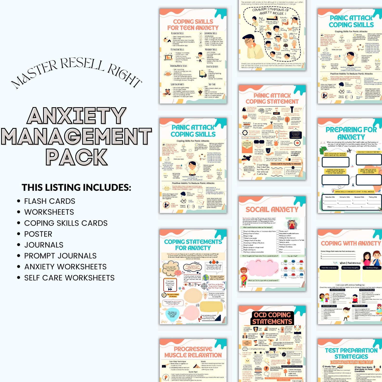 Anxiety Worksheets, Therapy Office Resources, Anxiety Bundle, Social ...