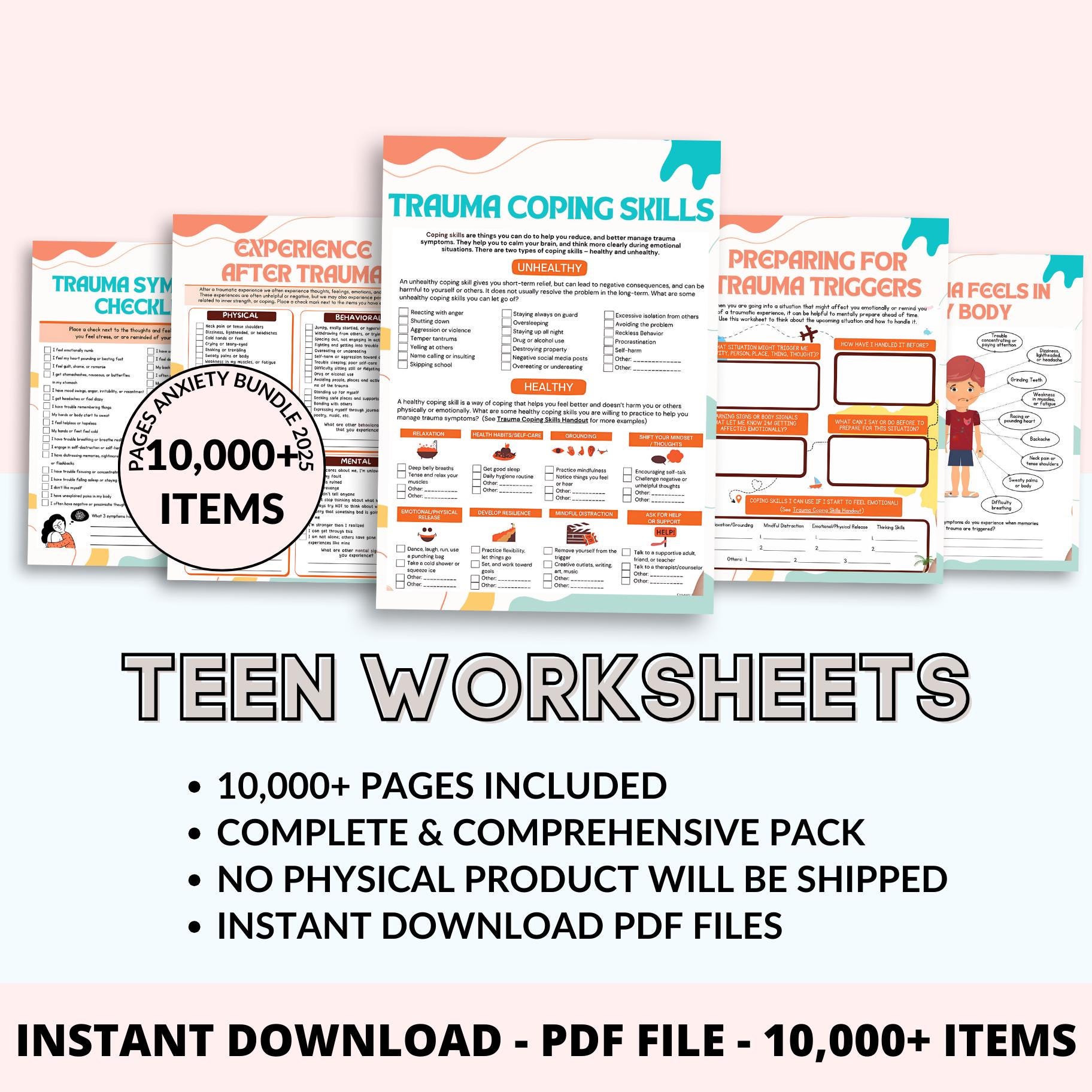 Teen Mental Health Mega Bundle, Therapy Worksheets, Healing Journey ...