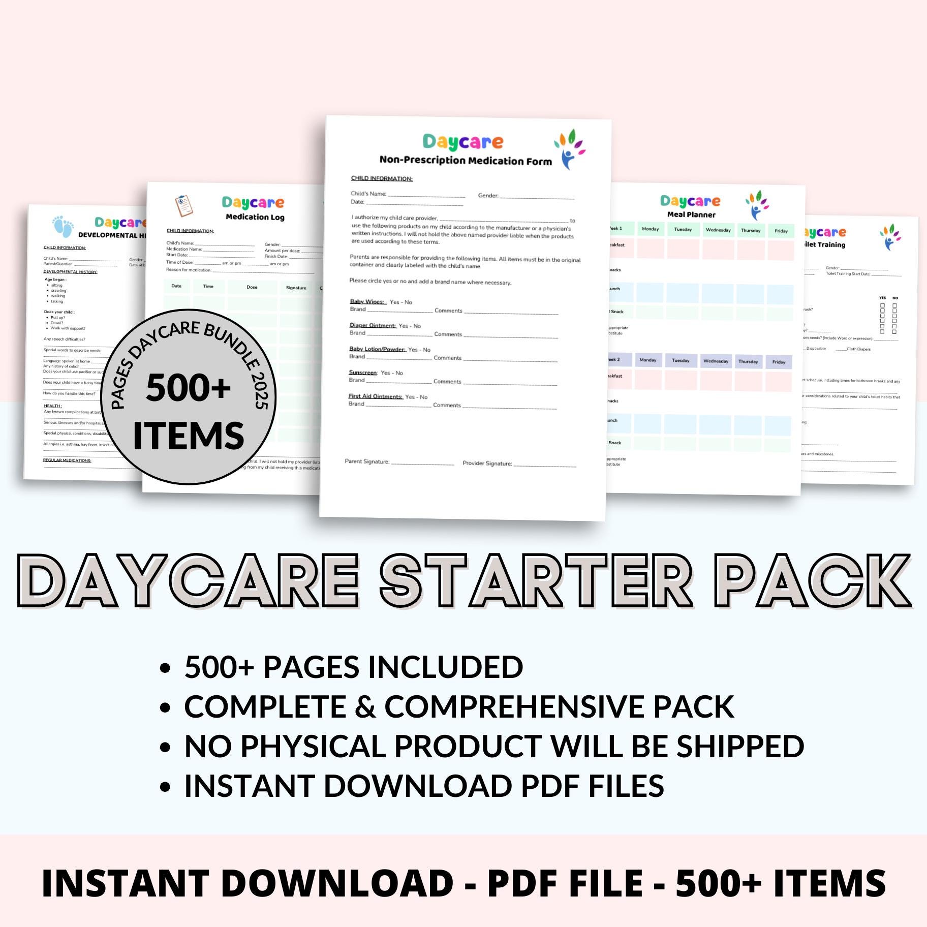 Daycare Starter Kit, Daycare Forms, Daycare Contract, Childcare Forms ...