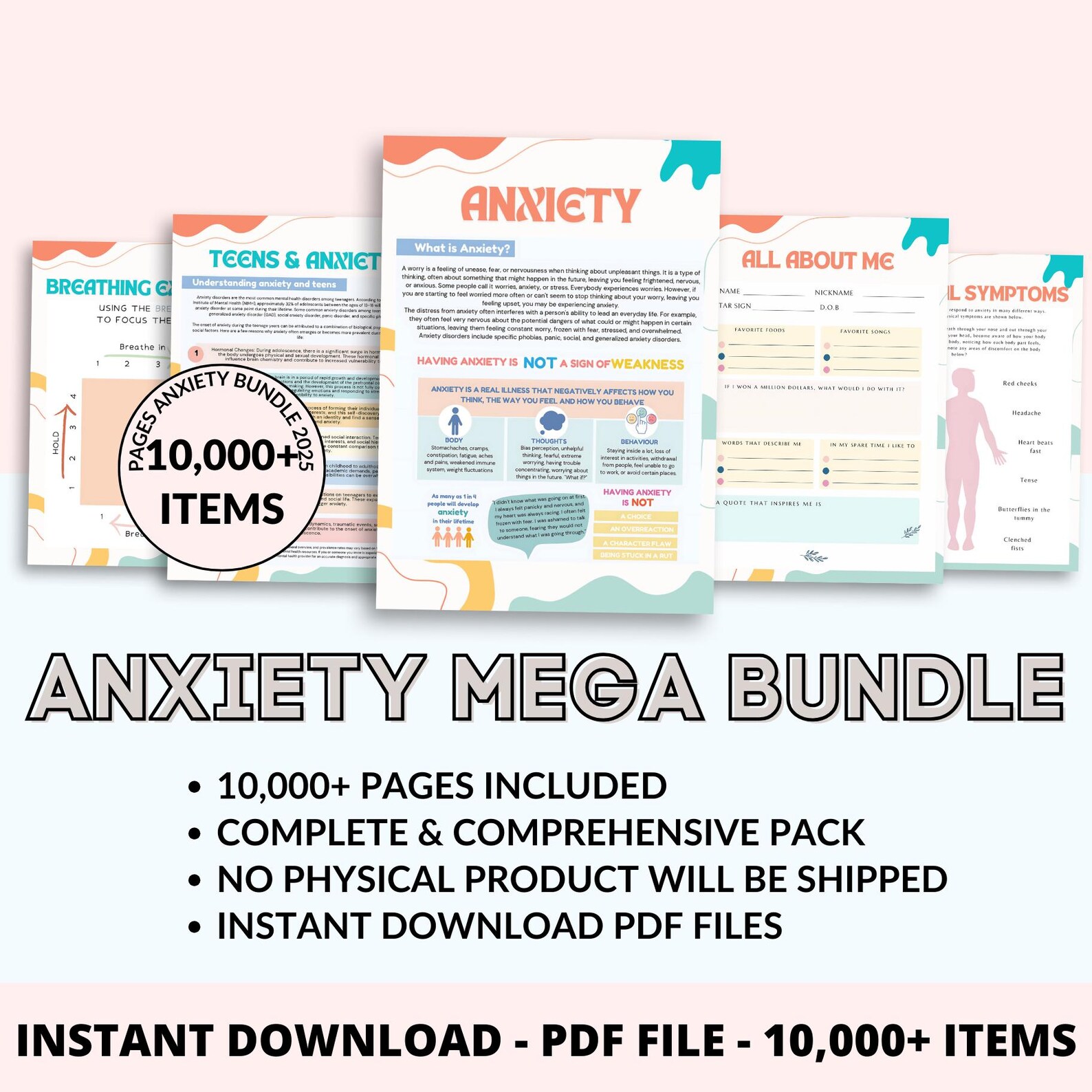 Anxiety Mega Bundle, Psychologist Resources, Therapy Worksheets, Mental ...