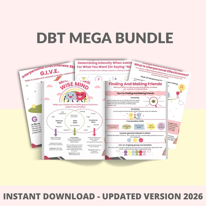 DBT Mega Bundle. Dialectical Behavior Therapy. Distress Tolerant Skills ...