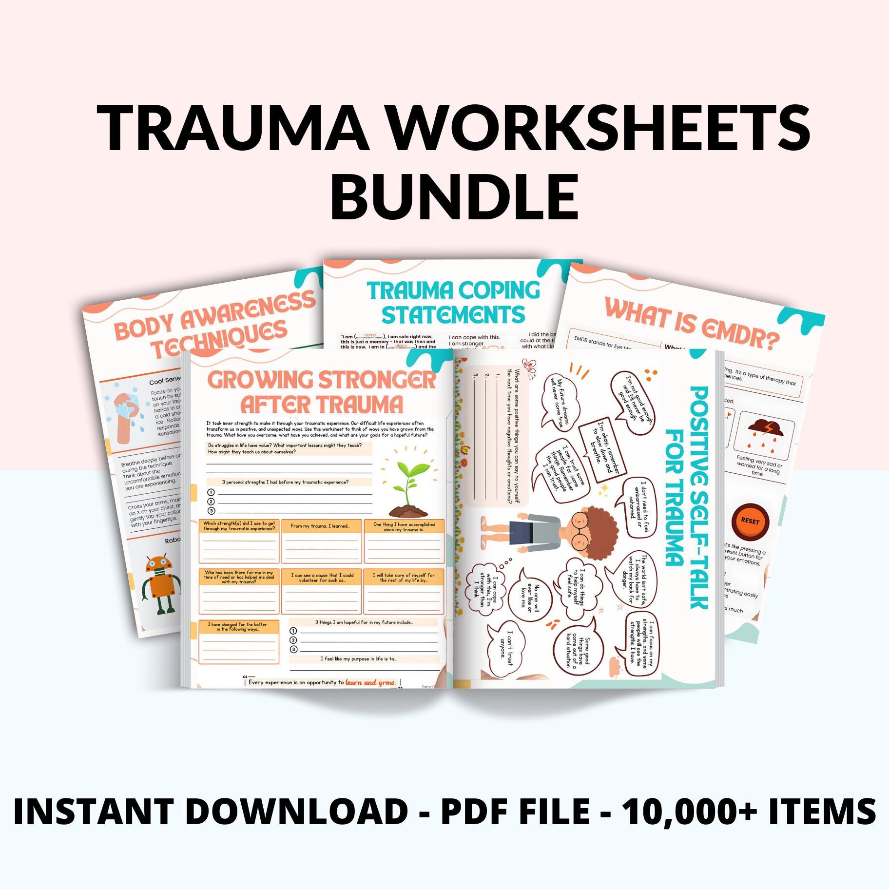 Trauma Therapy Workbook BUNDLE | CPTSD PTSD Workbook Trauma Processing ...