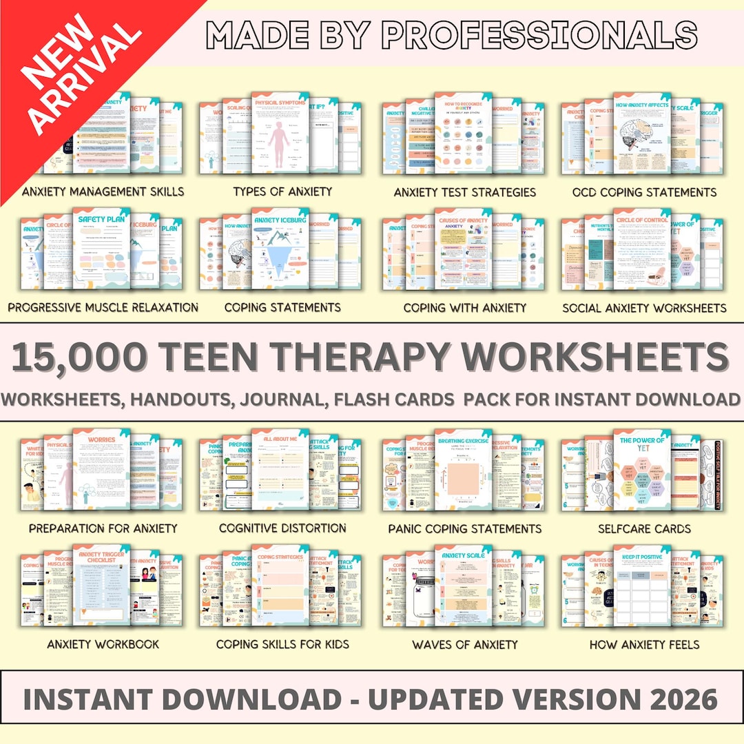 Teen Mental Health Mega Bundle, Therapy Worksheets, Healing Journey ...