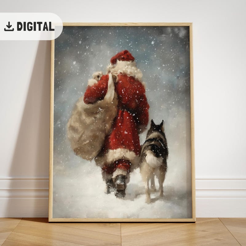 Santa and Husky Print - Etsy UK
