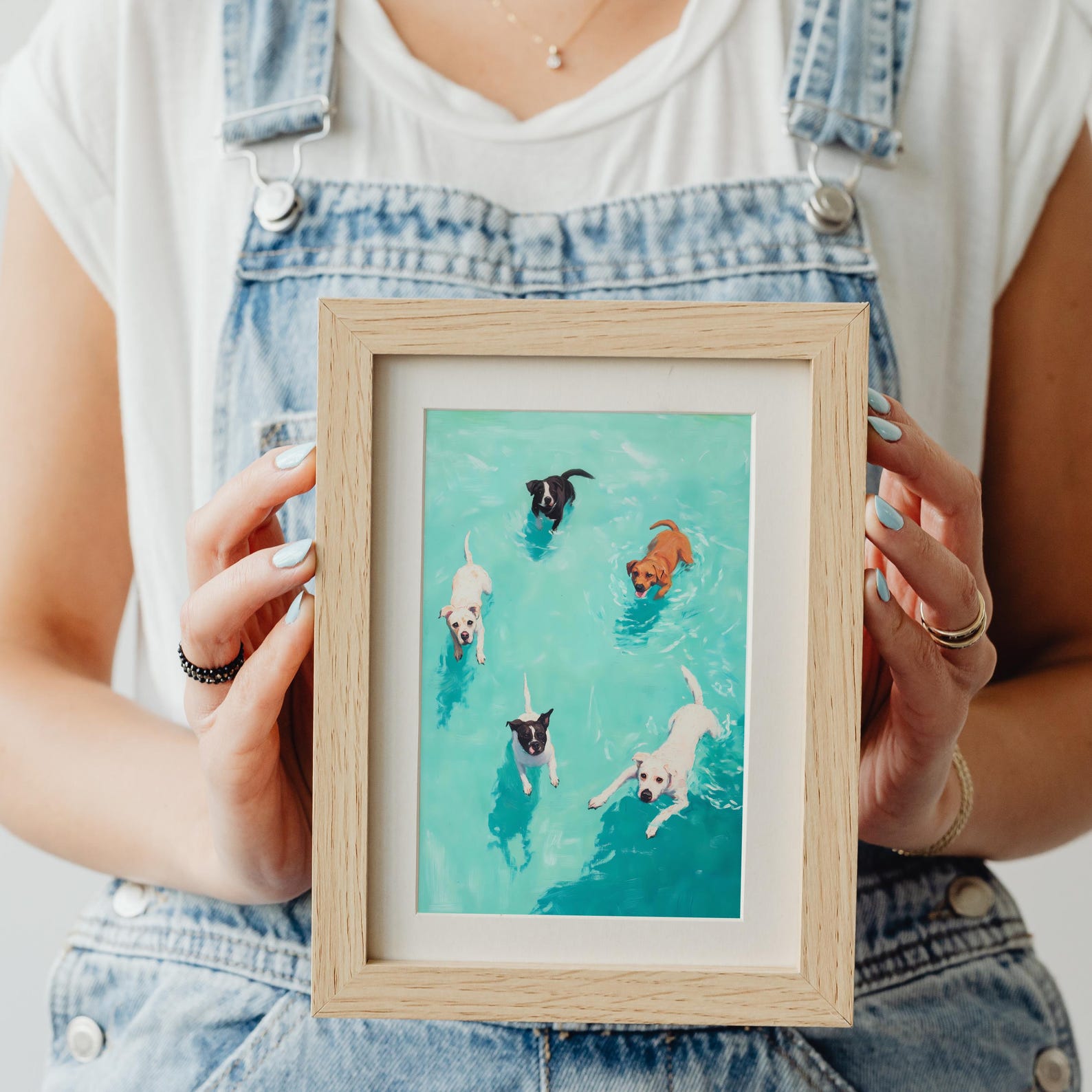 Funny Swimming Dogs Print Colorful Summer Painting Beach Decoration ...