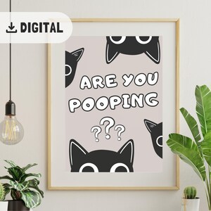 Trendy Bathroom Art Print Are You Pooping Cat Toilet Guest Bathroom ...