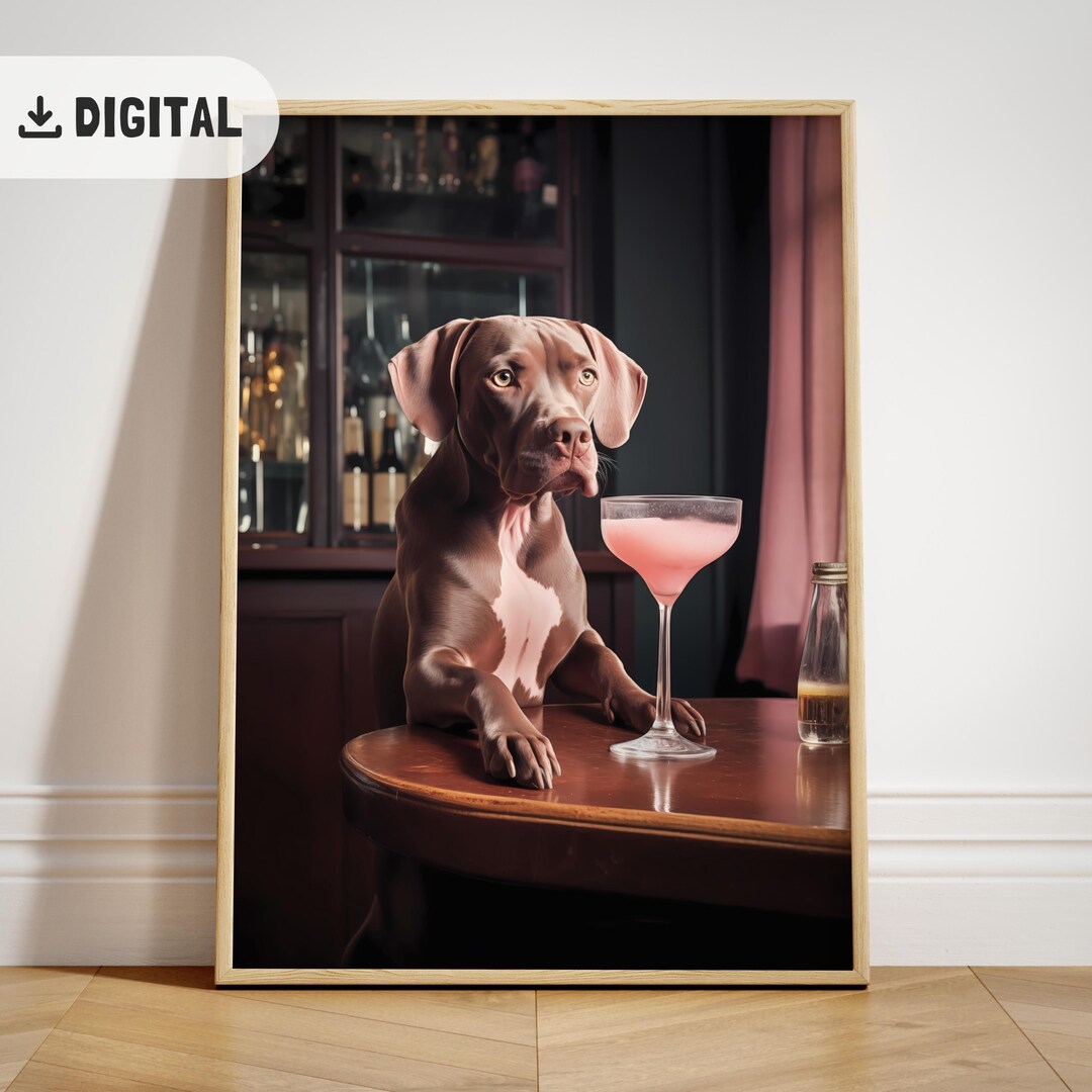Funny Bar Decoration, Chocolate Labrador Retriever Home Bar Print, Lab ...