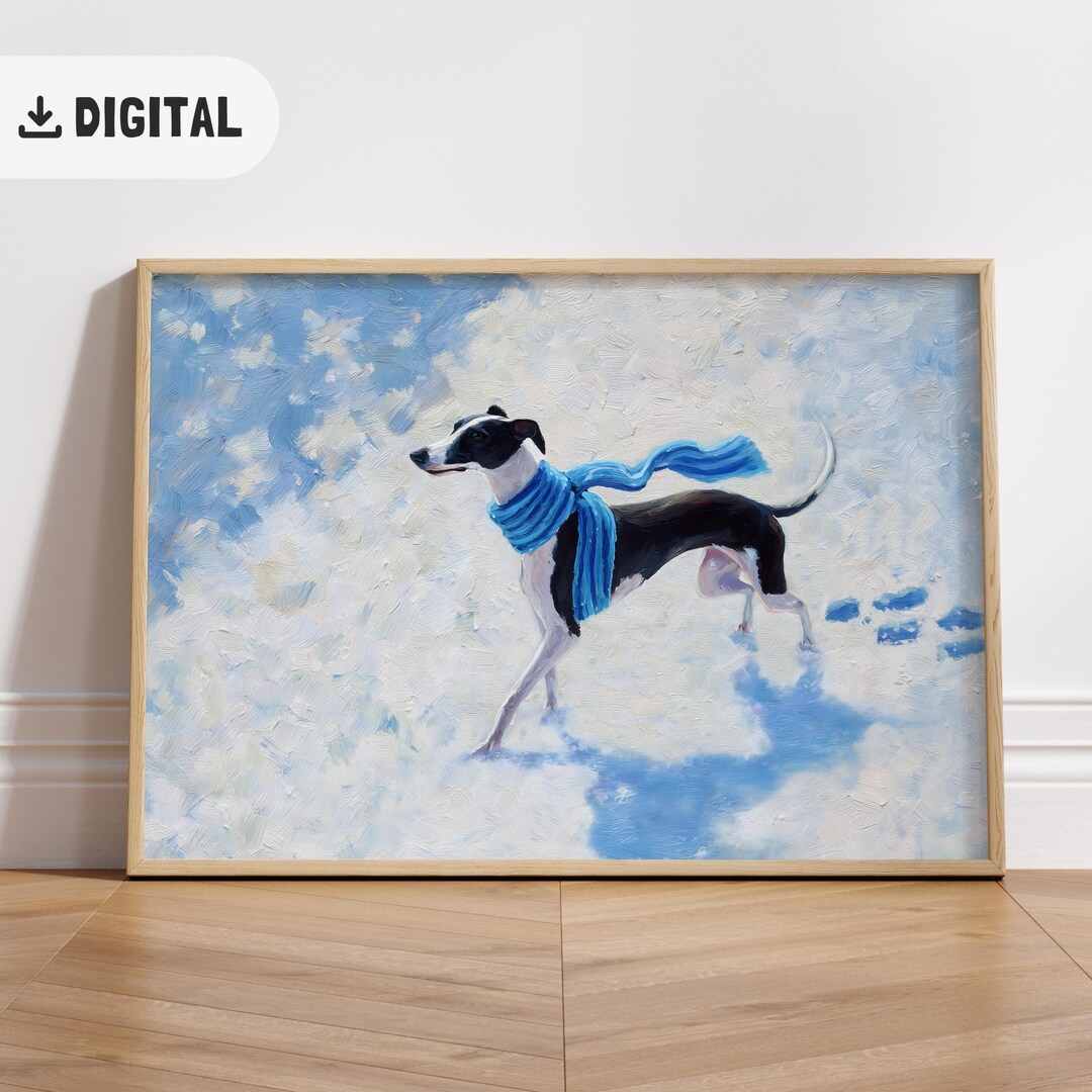 Italian Greyhound Christmas Art Print: Funny Xmas Wall Decor, Printable ...
