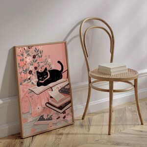 Cat Reading Book Poster, Book Lover Gift, Read Inspiring Wall Decor ...