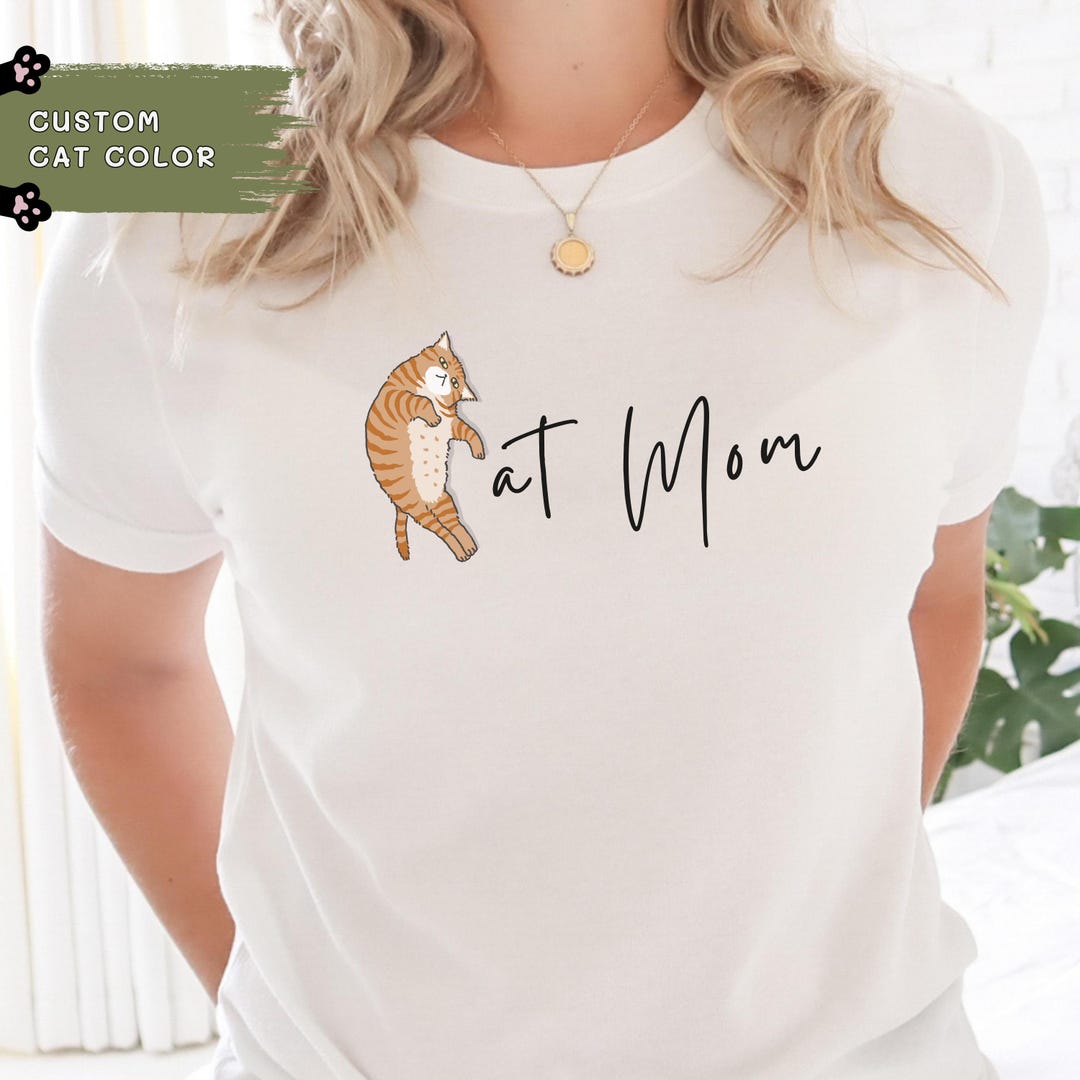 Custom Cat Mom Shirt, Personalized Cat Graphical Tshirt, Trendy Cat ...