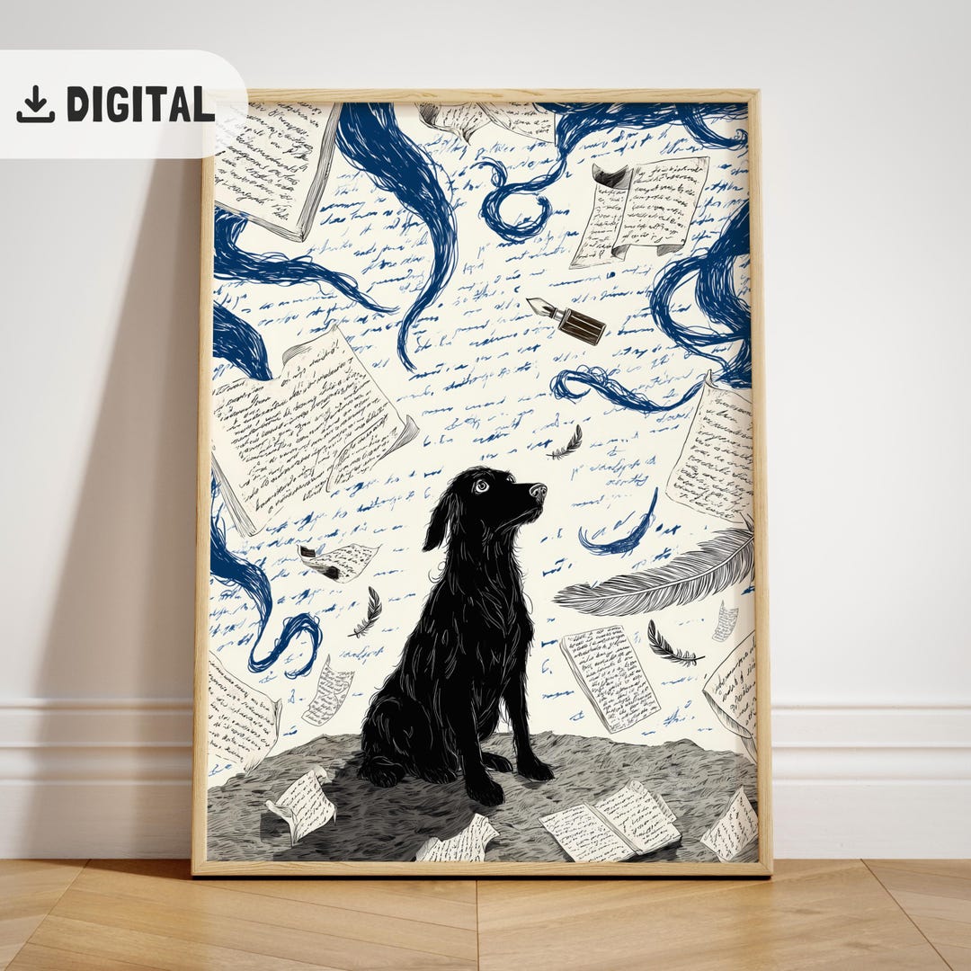 School Classroom Decor, Literature Teacher Gift, Dog Reading Poster ...