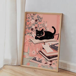Cat Reading Book Poster, Book Lover Gift, Read Inspiring Wall Decor ...