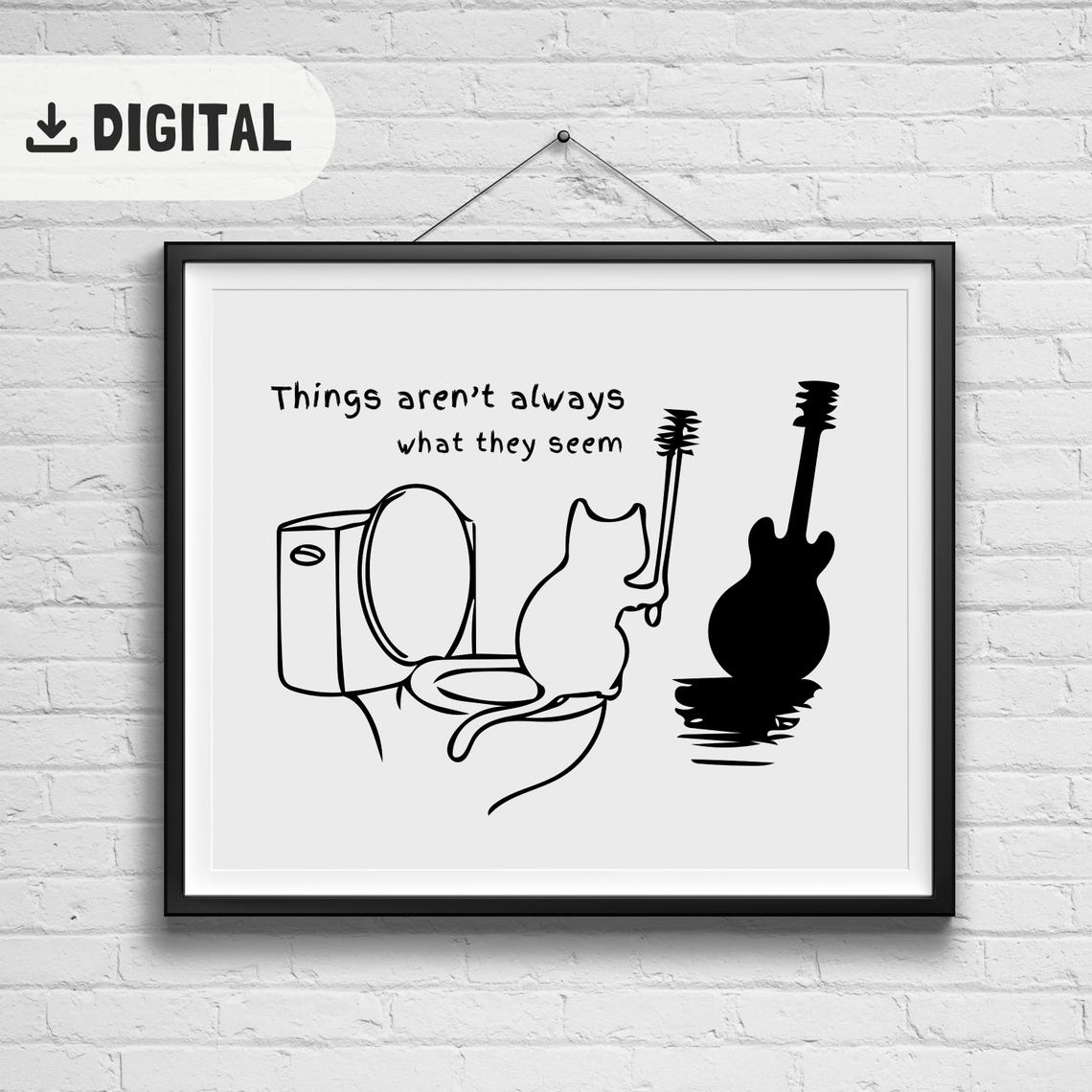 Funny Bathroom Cat Print, Cat Toilet Humor Poster, Catful Maximalist ...