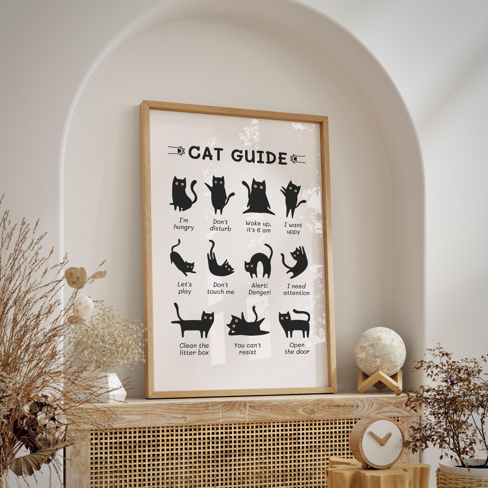 Funny Cat Guide Wallart Cat Colorful Poster Walldecor Cat Definition ...