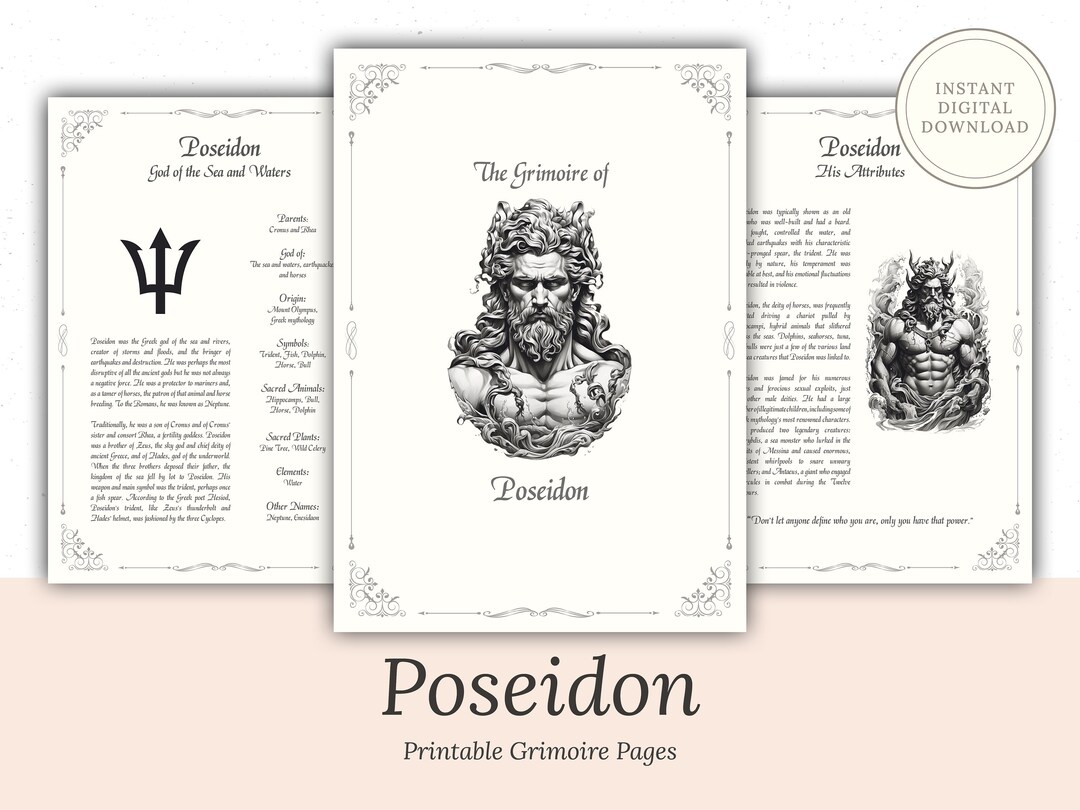 Poseidon - Grimoire Pages, Greek God, Olympian God, God of the Sea and ...