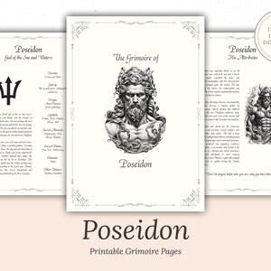 Poseidon Grimoire Pages - Water Magic, Book of Shadows (digital ...