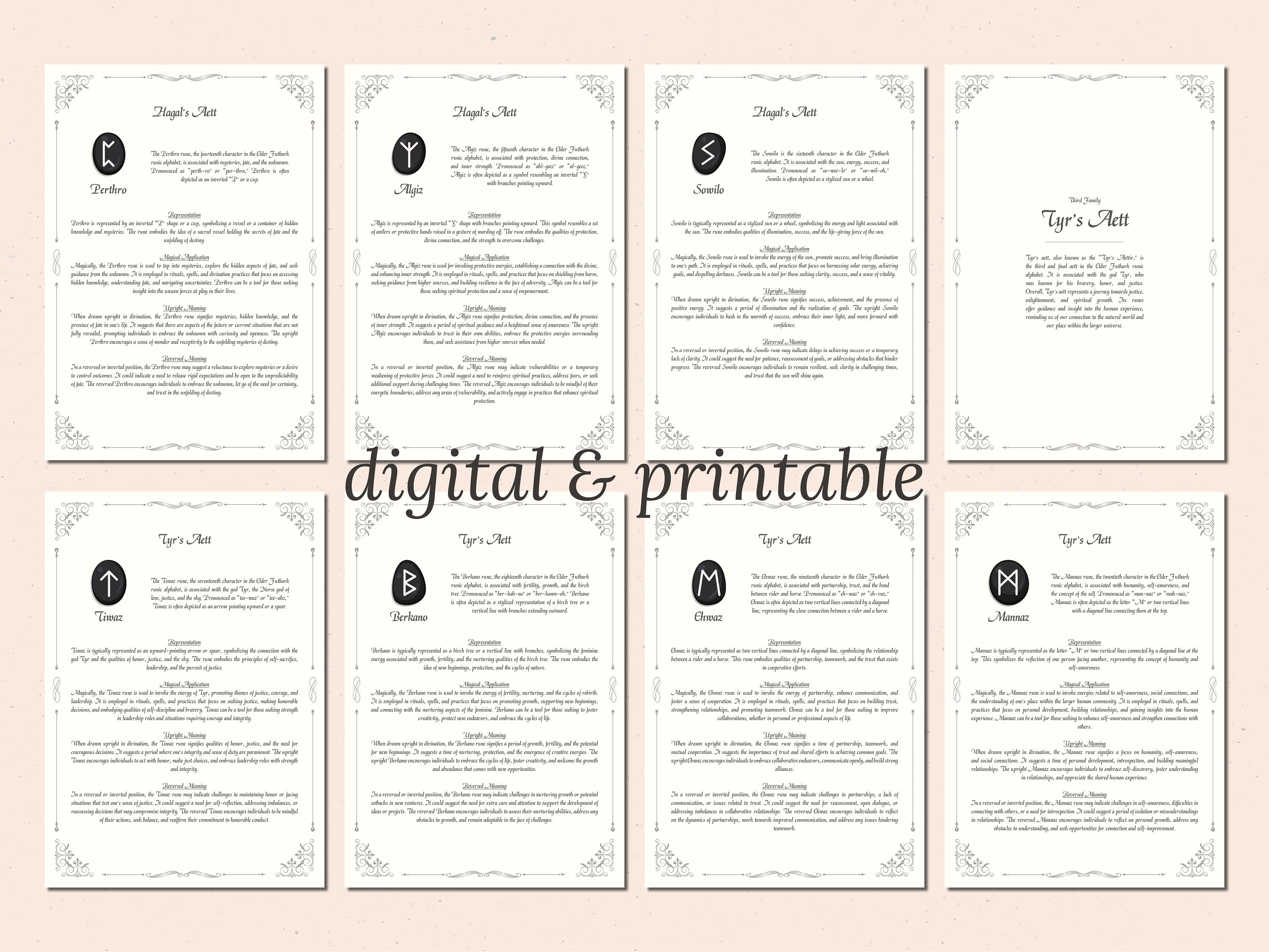 Rune Magick Rune Stones Cheat Sheet Printable Grimoire Page Book of ...