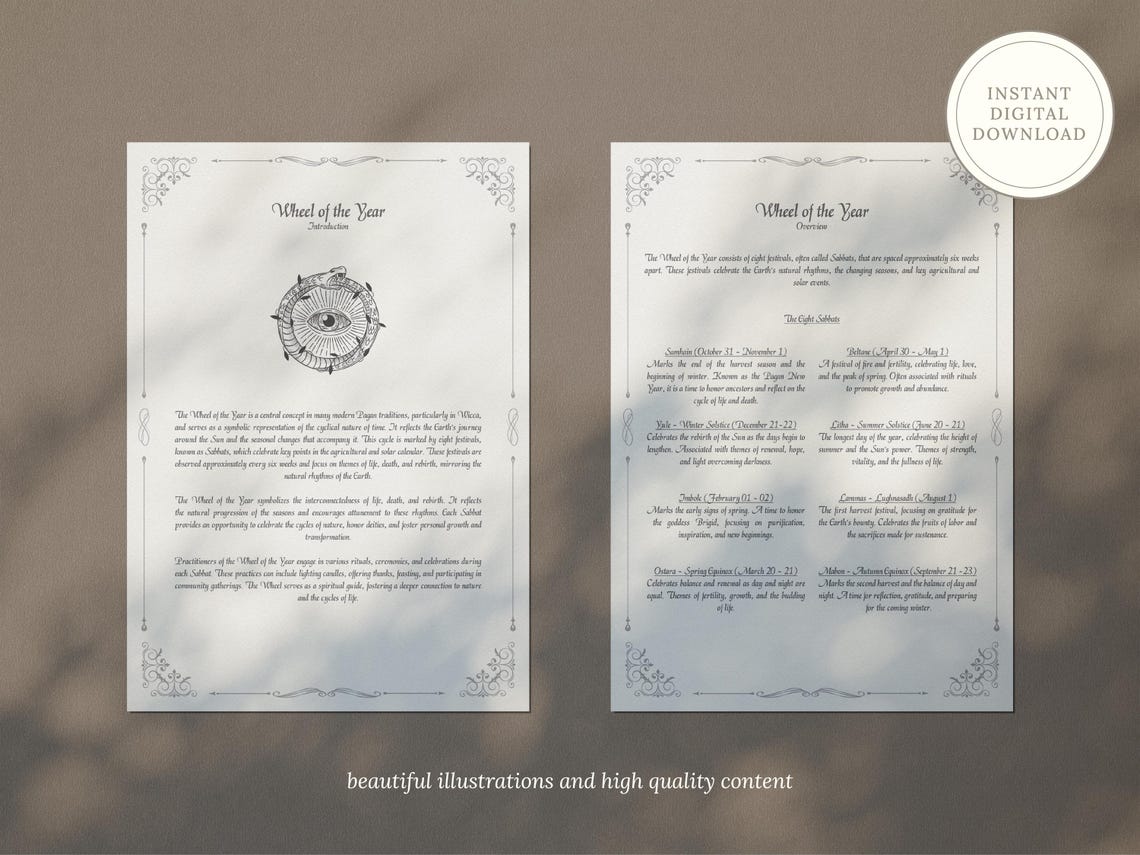 Wheel of the Year Grimoire Pages – Pagan Sabbats, Wiccan Rituals ...