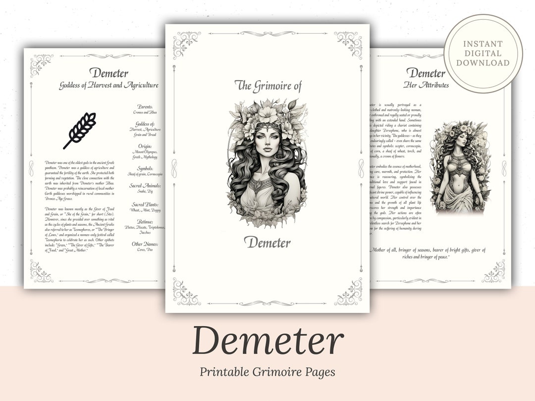 Demeter - Grimoire Pages, Goddess of Harvest, Agriculture, Wheat ...