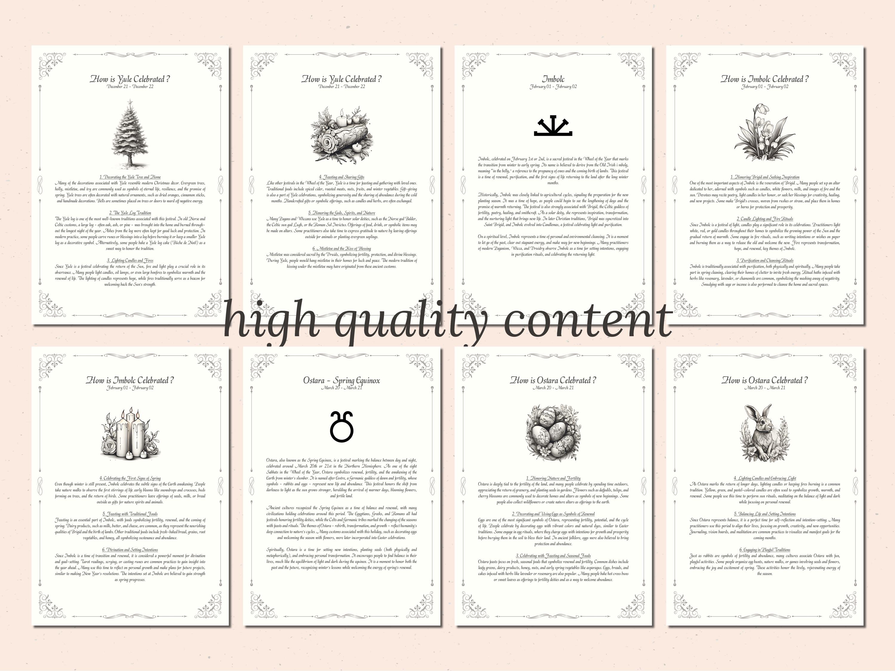 Wheel of the Year - Rituals and Ceremonies, Printable Grimoire Pages ...