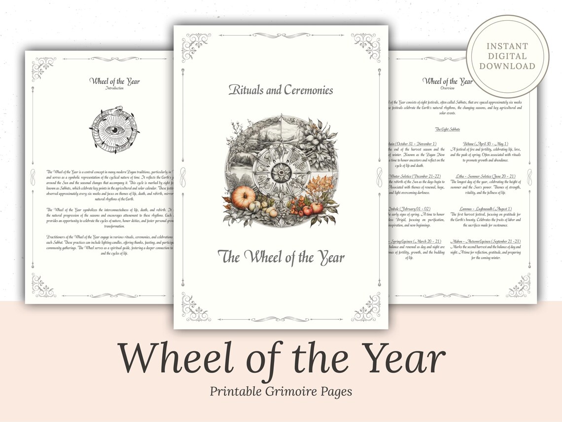 Wheel of the Year Grimoire Pages – Pagan Sabbats, Wiccan Rituals ...