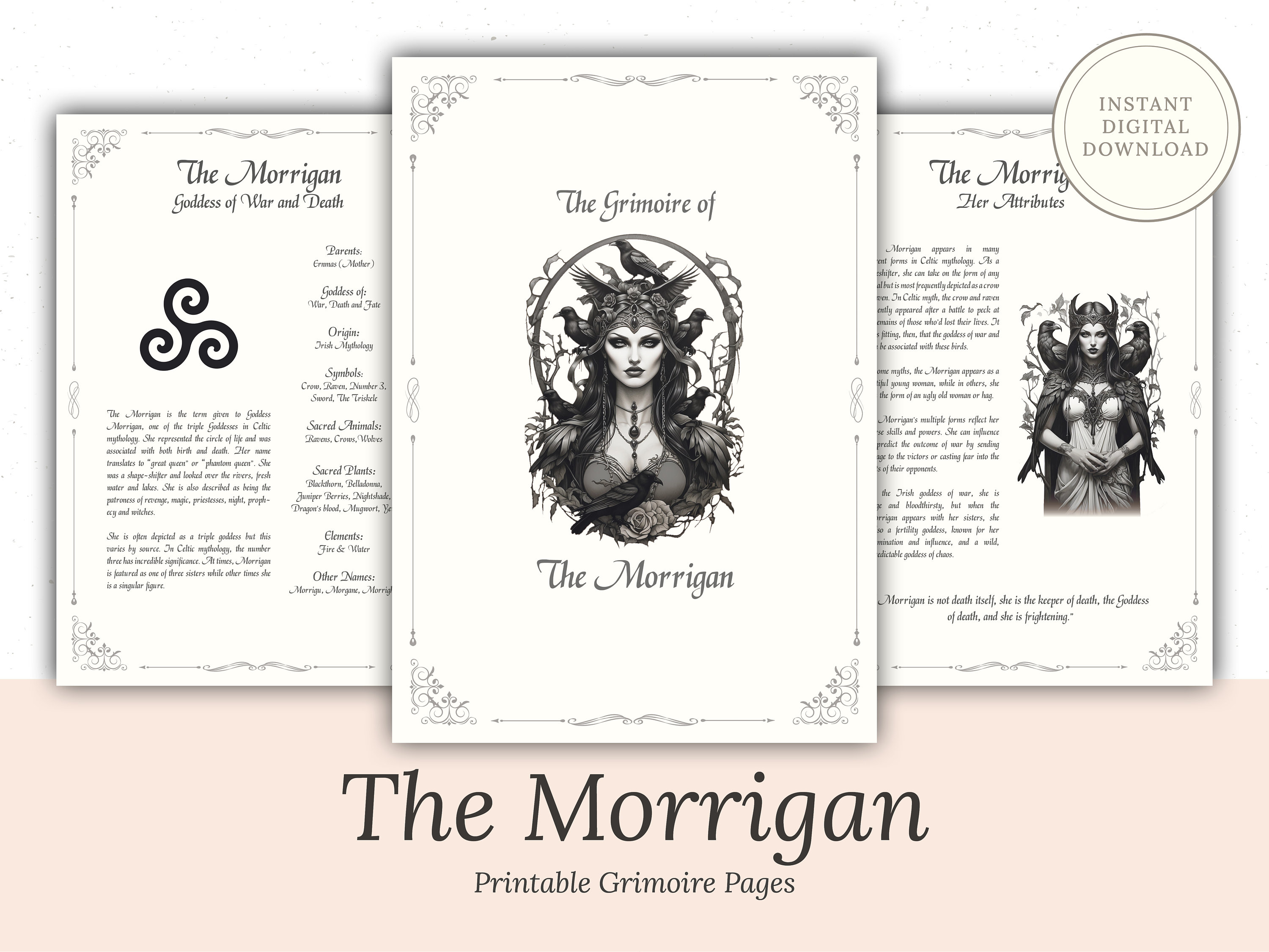 Morrigan Grimoire Pages - Celtic Goddess of War (digital Download) - Etsy