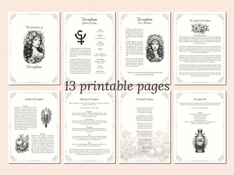 Persephone - Grimoire Pages, Goddess of Spring, Spring Spells, Book of ...