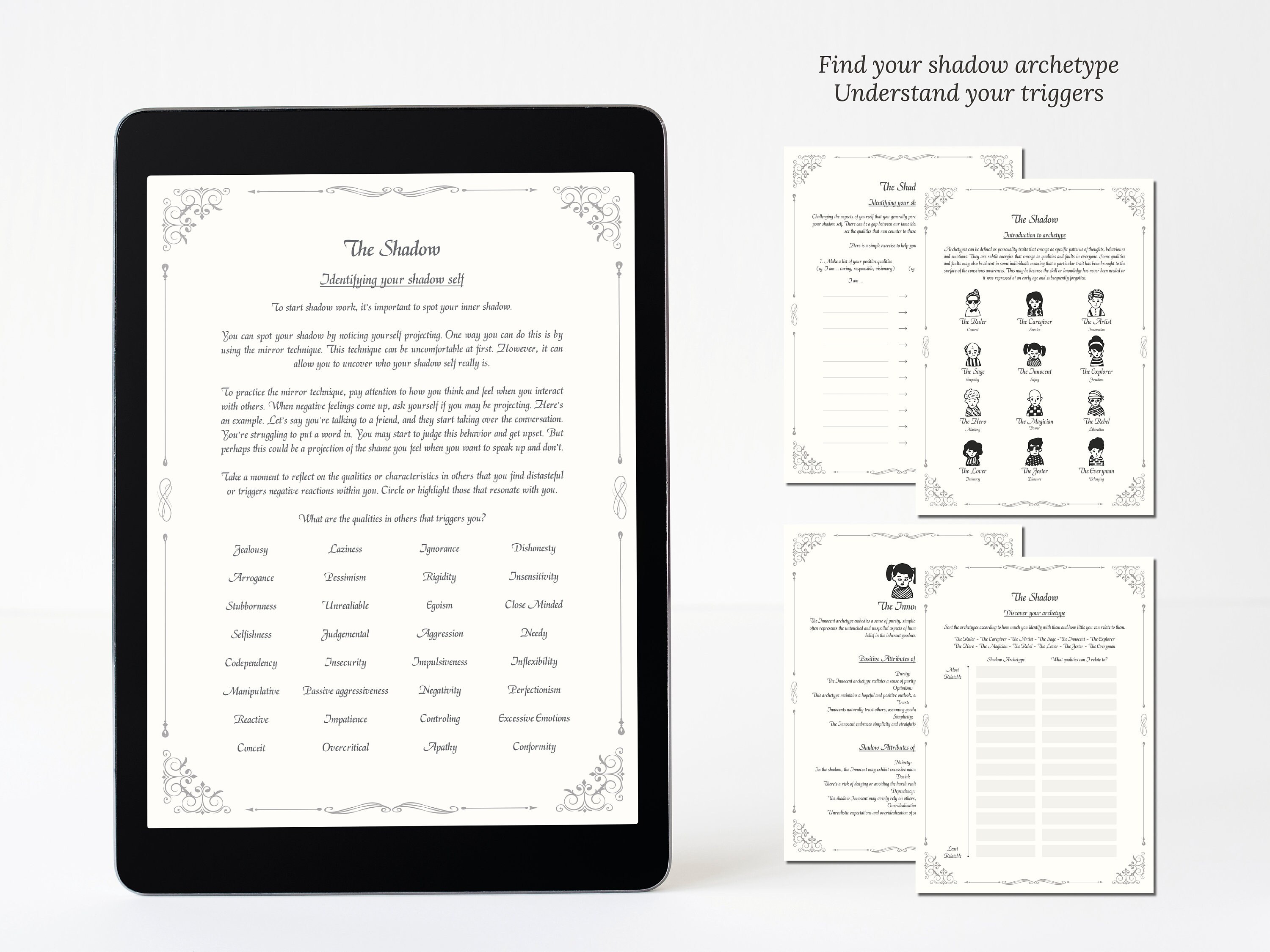 Shadow Work Journal, Printable & Digital Grimoire Pages, Book of ...