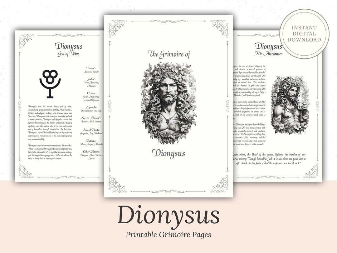 Dionysus - Grimoire Pages, God of Wine, Orchards and Fruit, Ecstasy ...