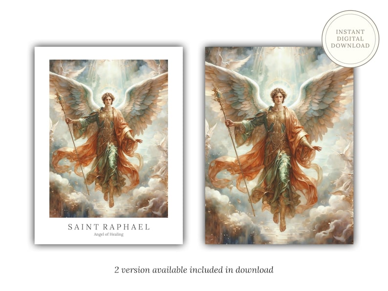 Archangel Raphael Art Print – Angel of Healing, Protection (digital ...