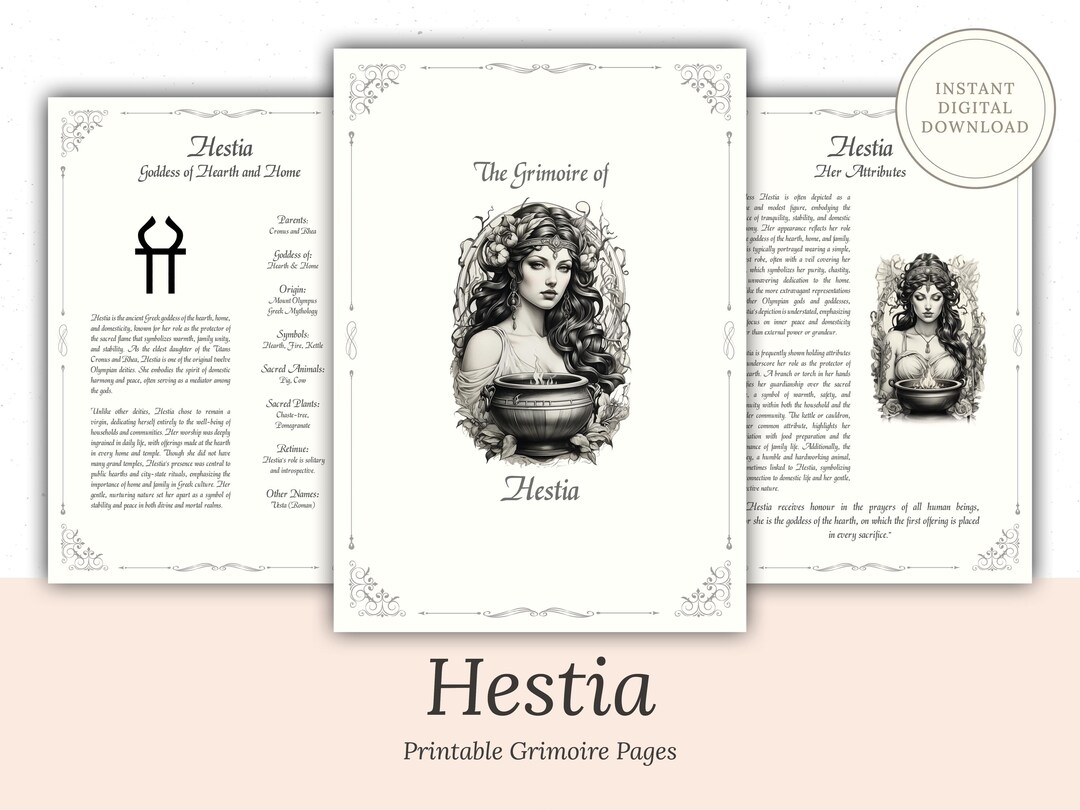 Hestia Grimoire Pages - Hearth Goddess Book of Shadows (digital ...