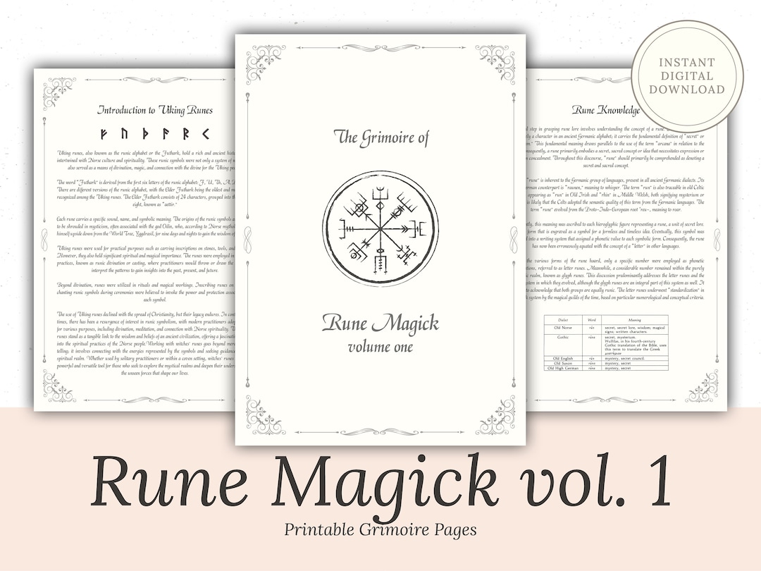Rune Magick Rune Stones Cheat Sheet Printable Grimoire Page Book of ...