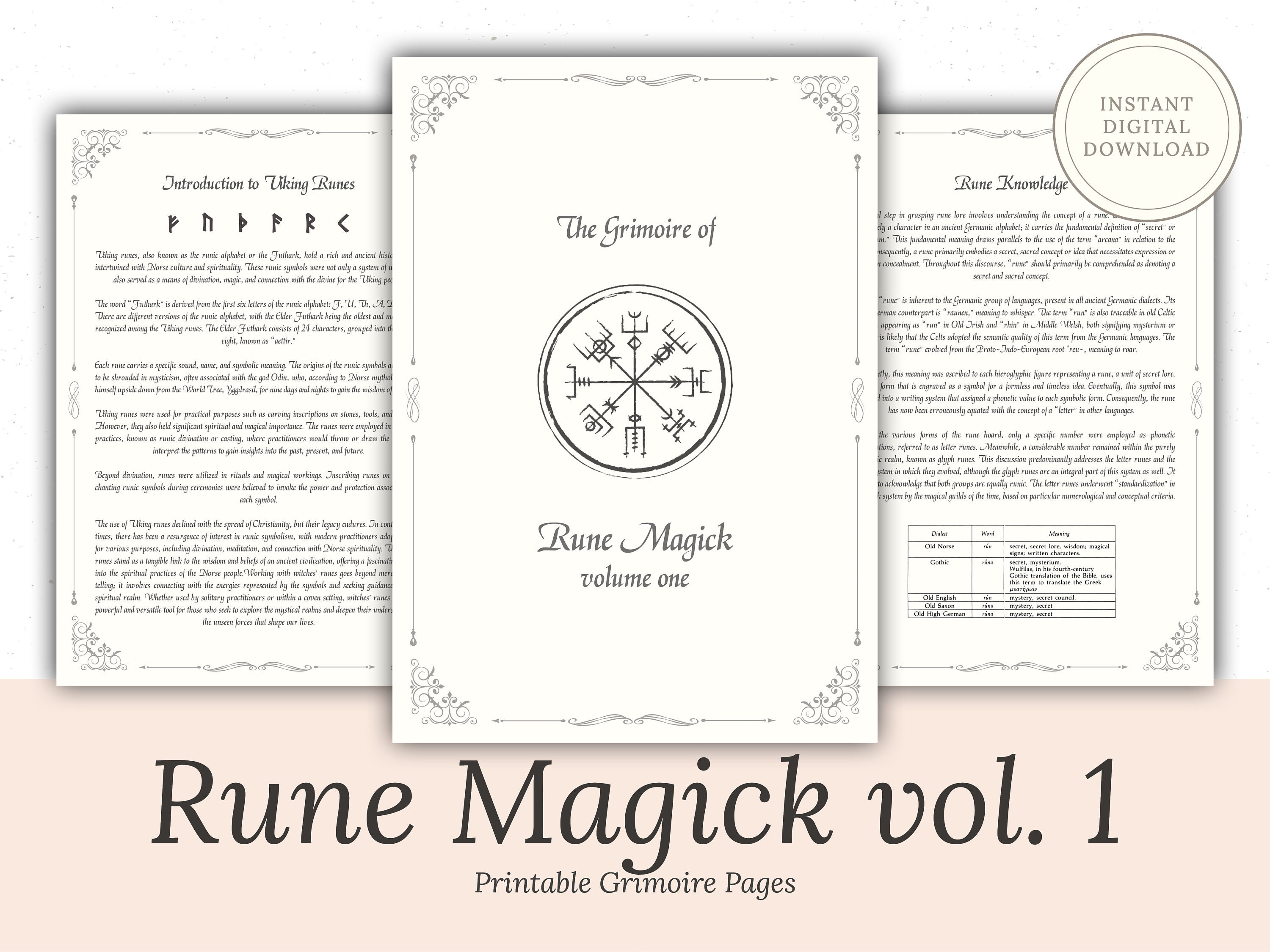 Rune Magick Rune Stones Cheat Sheet Printable Grimoire Page Book of ...
