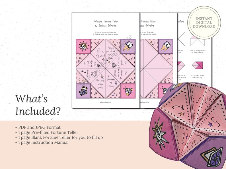 Fortune Teller Printable - Cootie Catcher, Digital Download, Halloween ...
