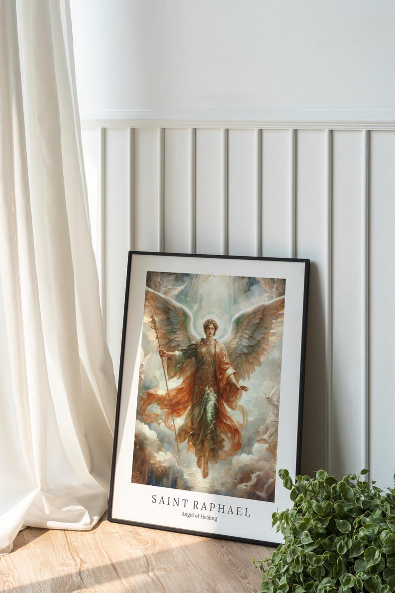 Archangel Raphael Art Print – Angel of Healing, Protection (digital ...