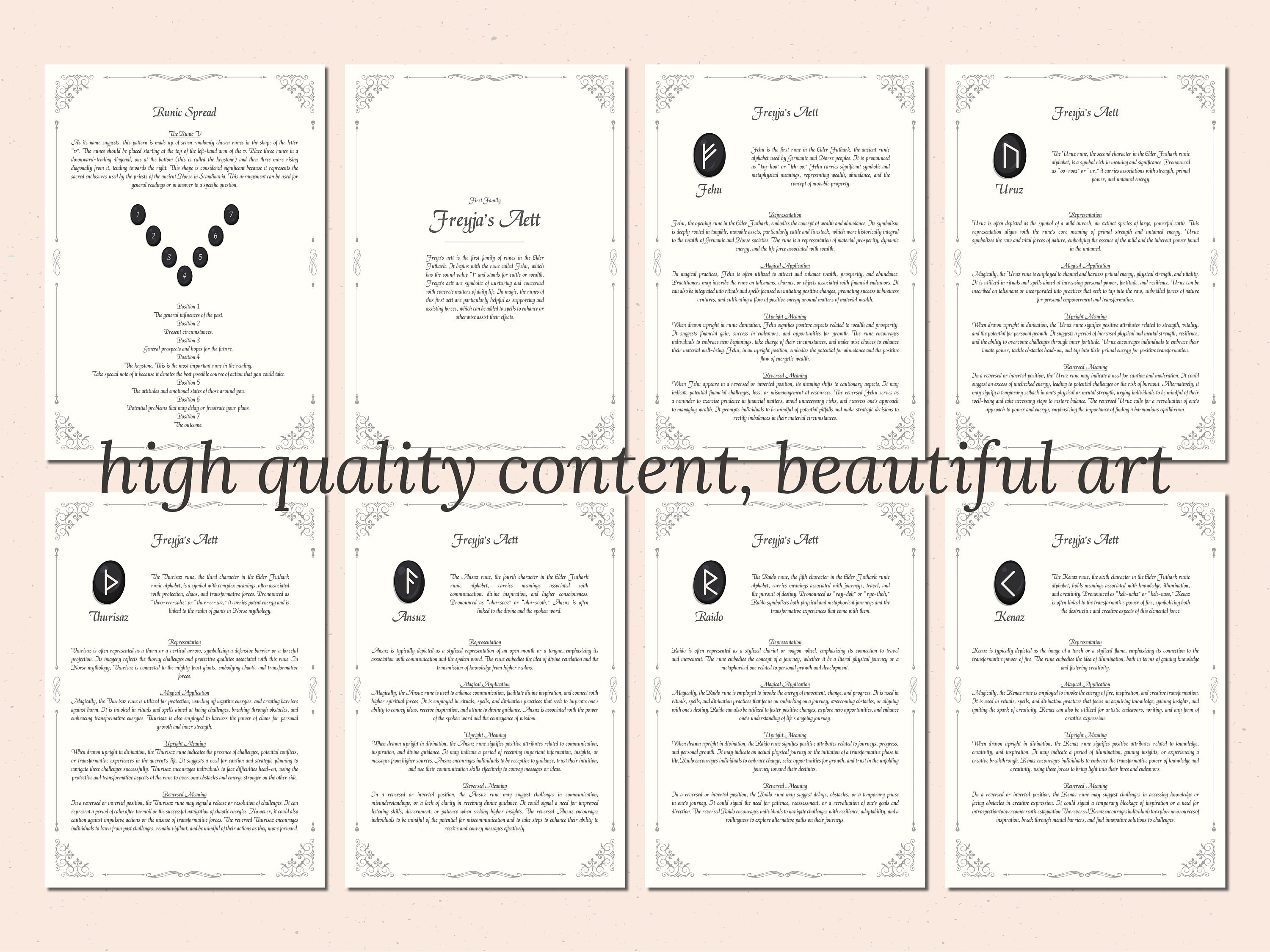 Rune Magick Rune Stones Cheat Sheet Printable Grimoire Page Book of ...