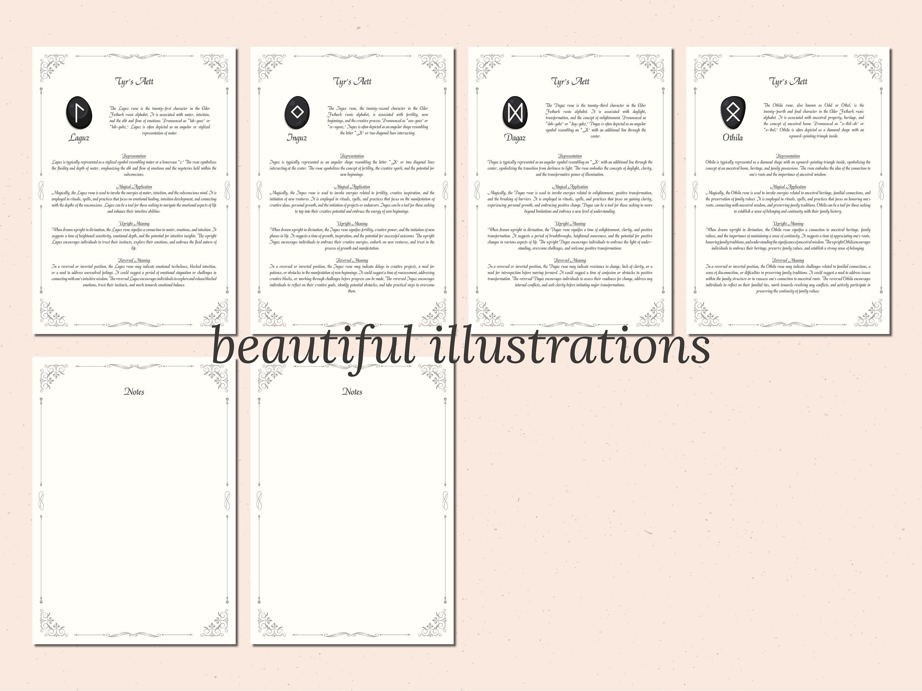 Rune Magick Rune Stones Cheat Sheet Printable Grimoire Page Book of ...