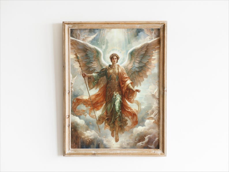 Archangel Raphael Art Print – Angel of Healing, Protection (digital ...