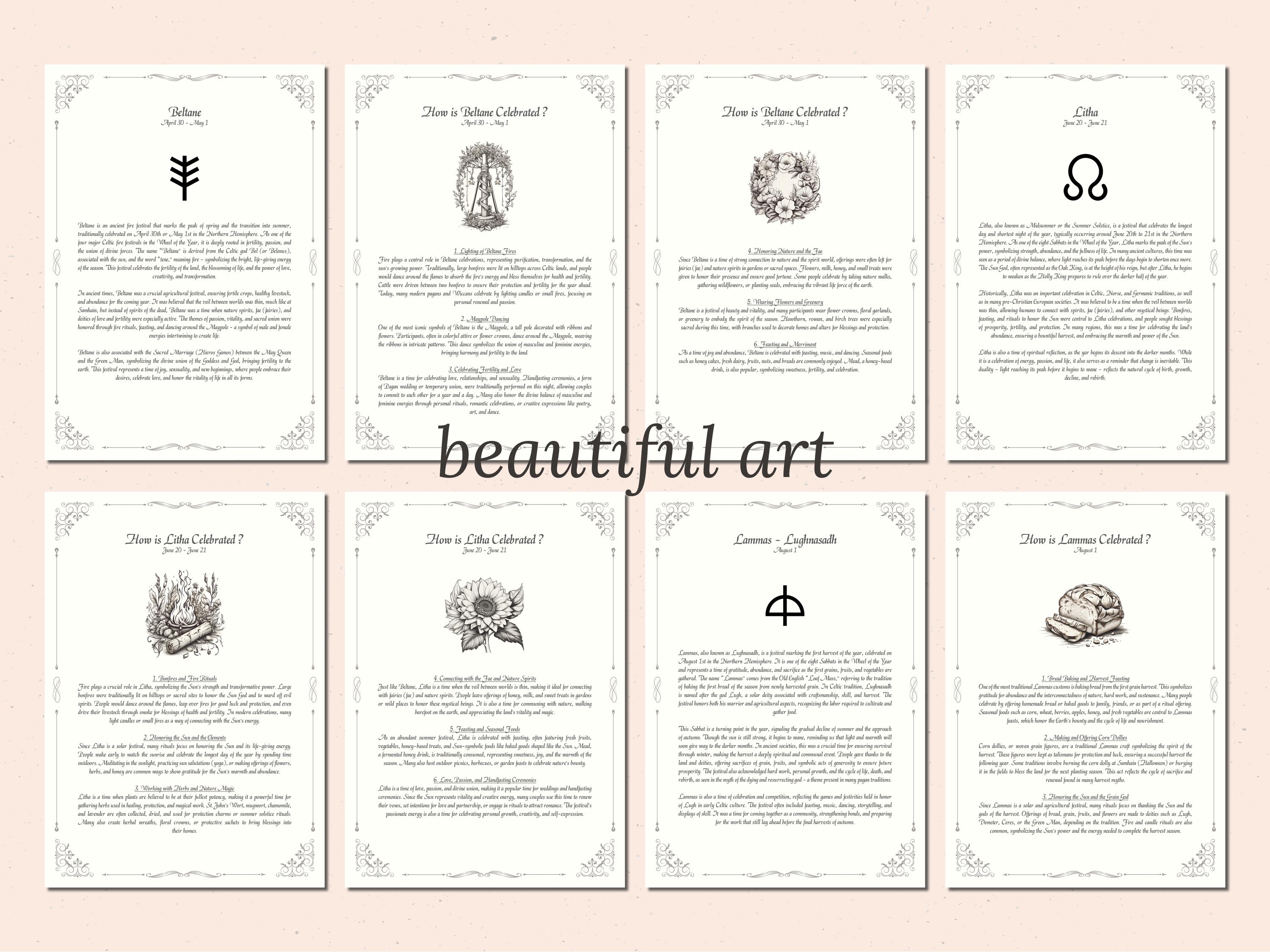 Wheel of the Year - Rituals and Ceremonies, Printable Grimoire Pages ...