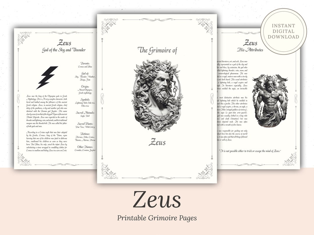 Zeus - Grimoire Pages, Greek God, Olympian God, God of Sky and Thunder ...