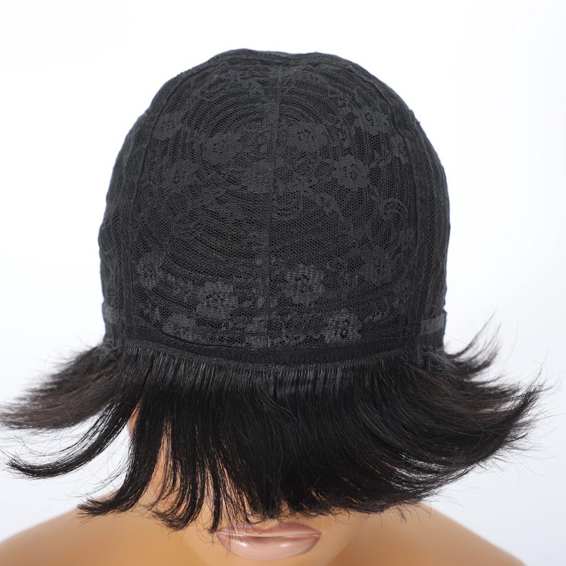 Natural Black Short Bobo Human Hair Wig - Etsy