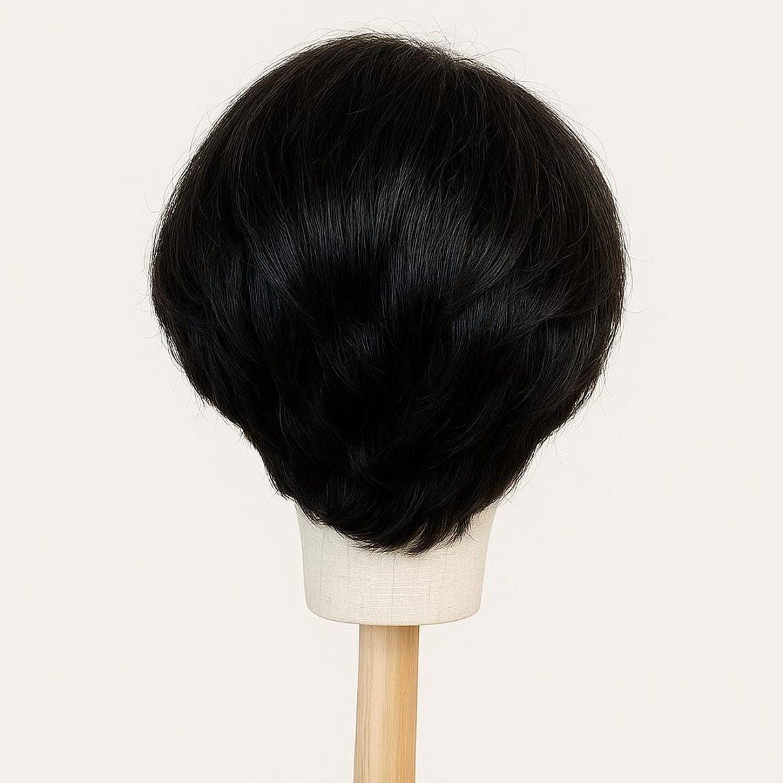 Natural Black Short Bobo Human Hair Wig - Etsy