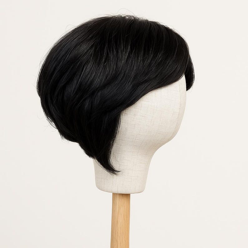 Natural Black Short Bobo Human Hair Wig - Etsy