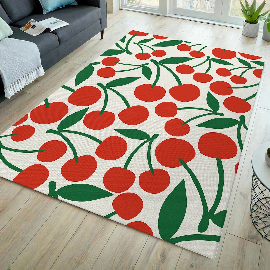 Fruit Rug, Cherry Rug, Cherry Art Rug, Decorative Rug, Aesthetic Rug ...