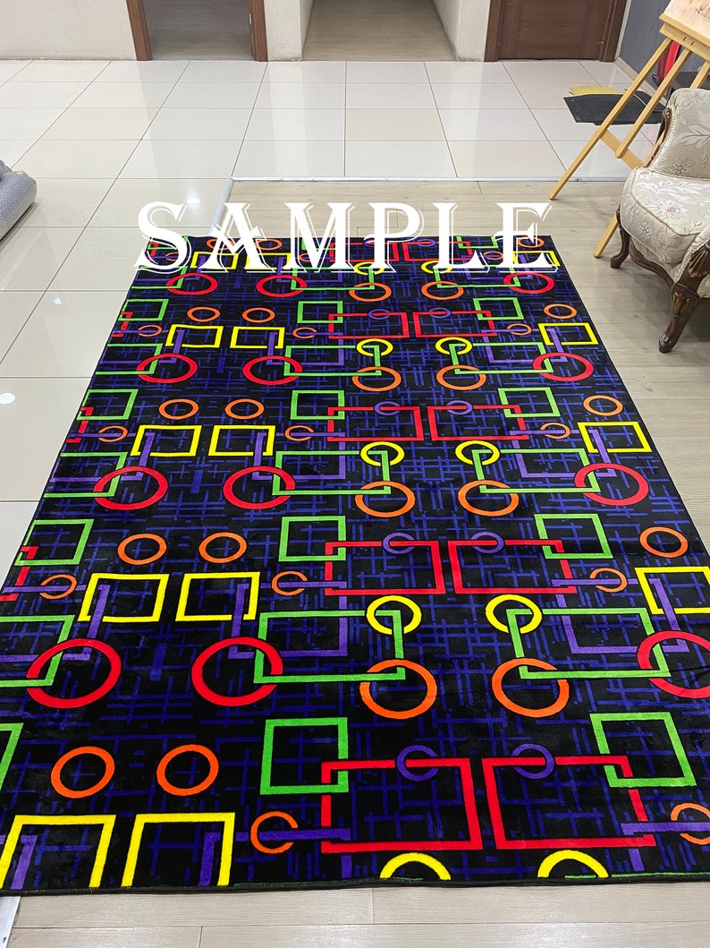 Geometric Shaped Rug, Arcade Rug, Colorful Rug, Line Art Rug, Modern ...